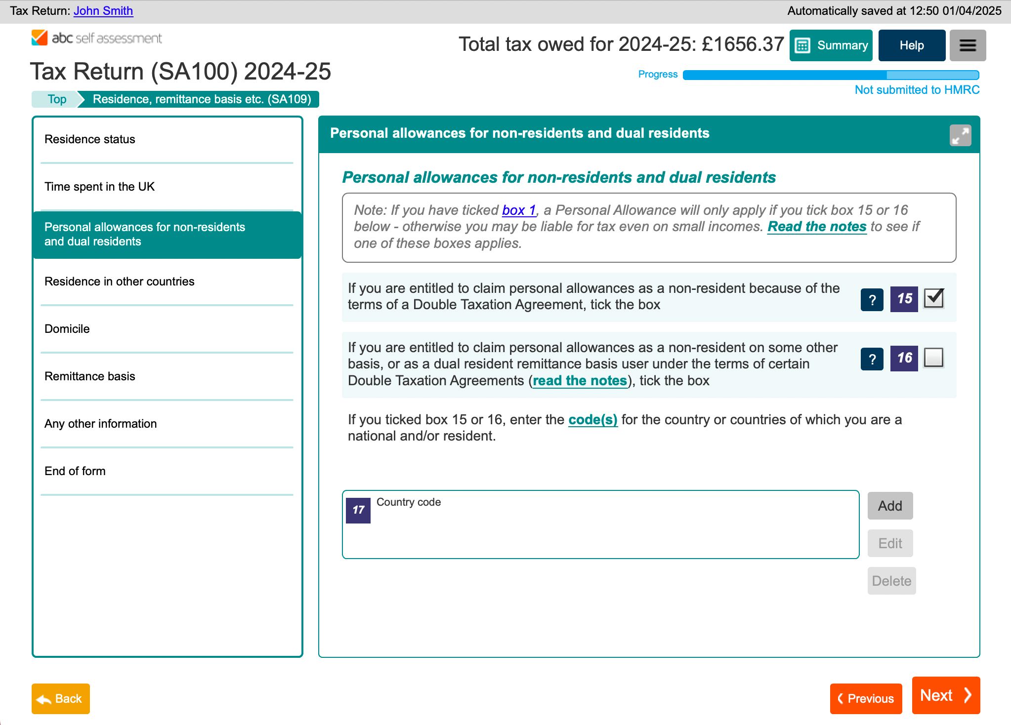 ABC SA100 Individual Tax Return
