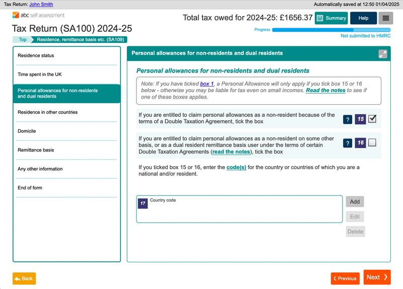 ABC SA100 Individual Tax Return